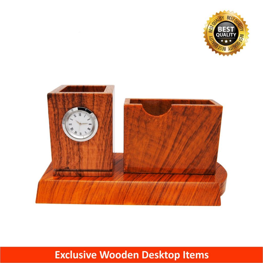 7210 Exclusive Wooden Desktop with Clock – iTrophy