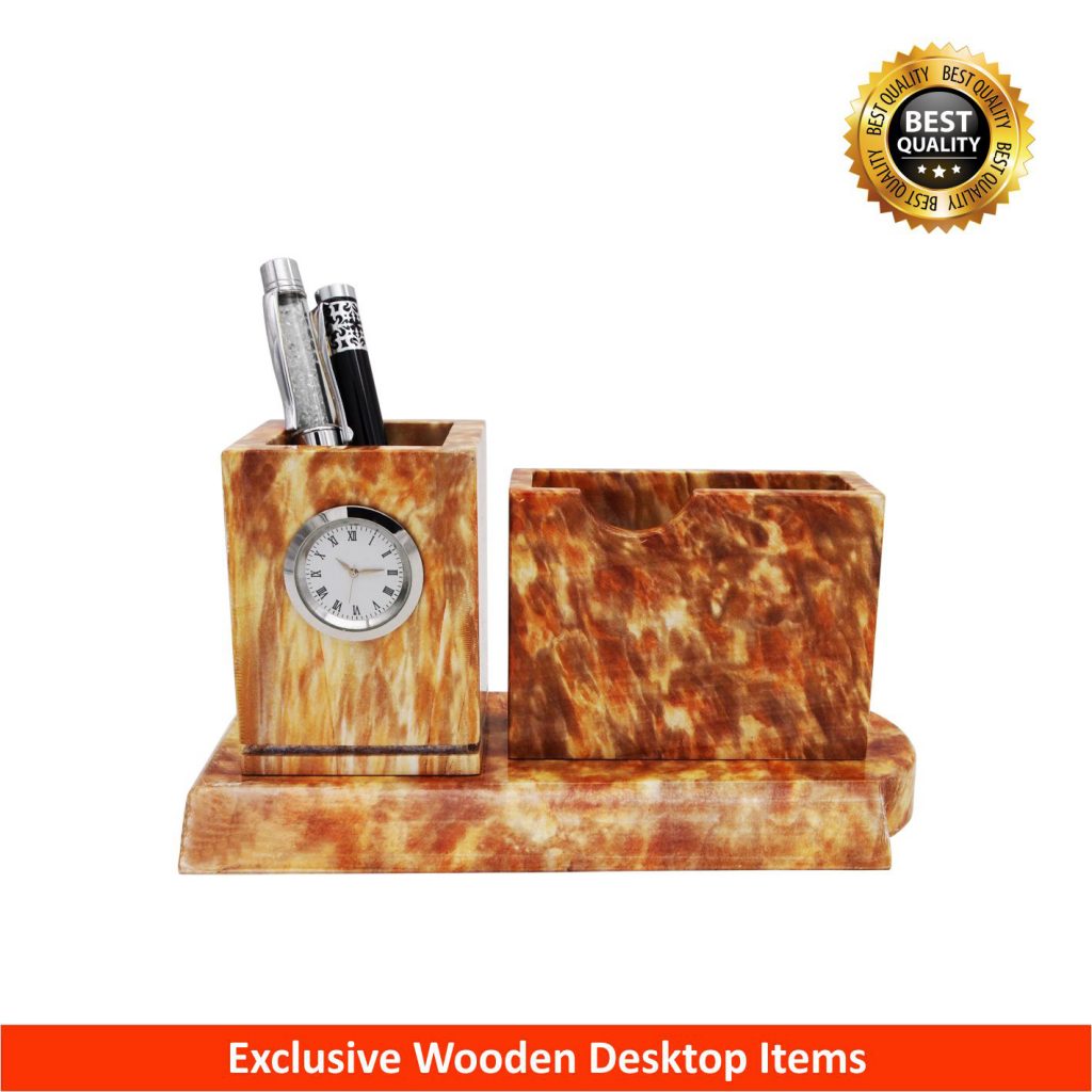 7211 Exclusive Wooden Desktop with Clock – iTrophy