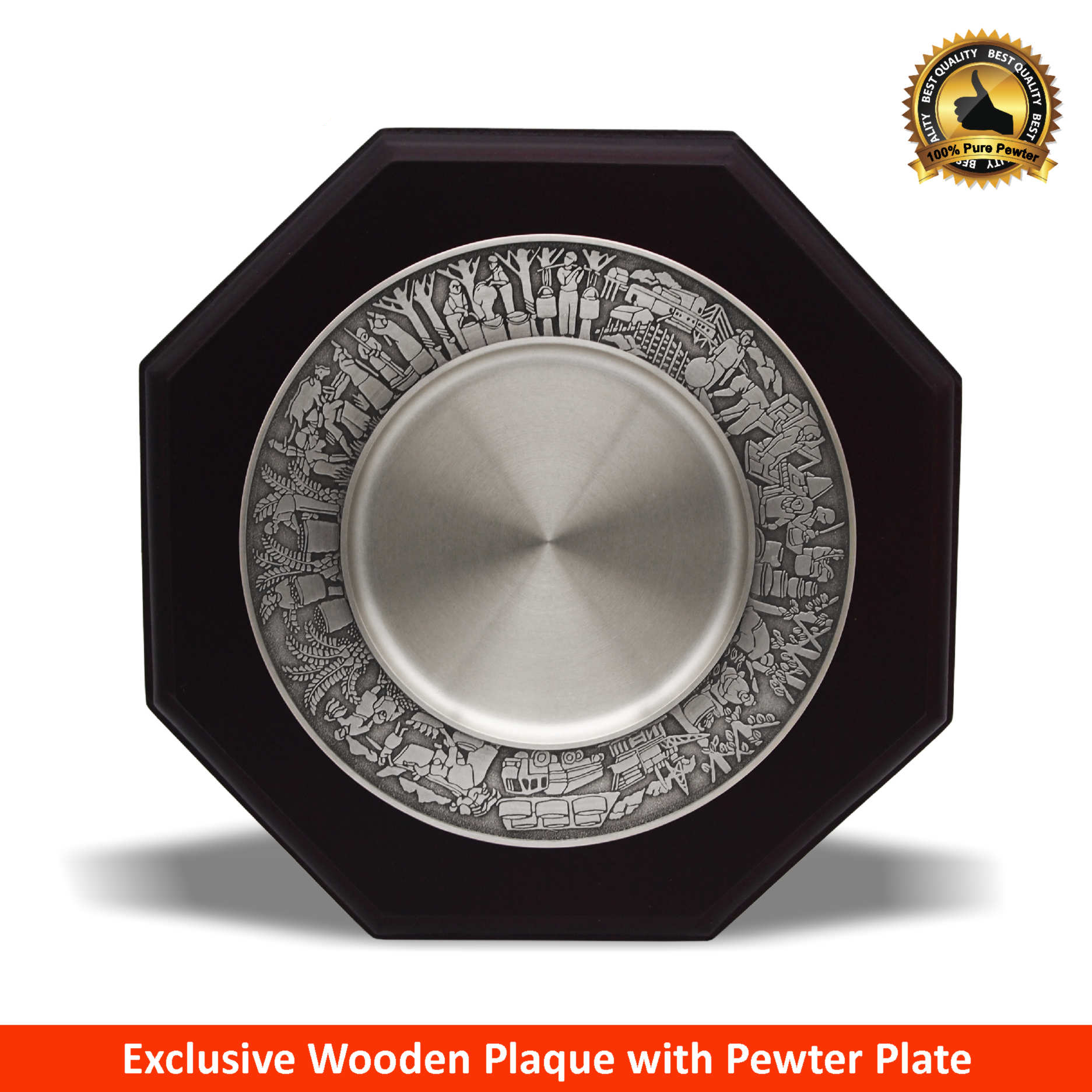 7323 Wooden Plaque with Bunga Raya Pewter Plate – iTrophy