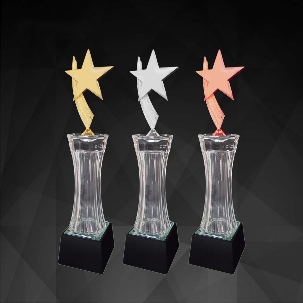 9155 Exclusive Crystal Star Trophy (GOLD, SILVER, BRONZE) – iTrophy