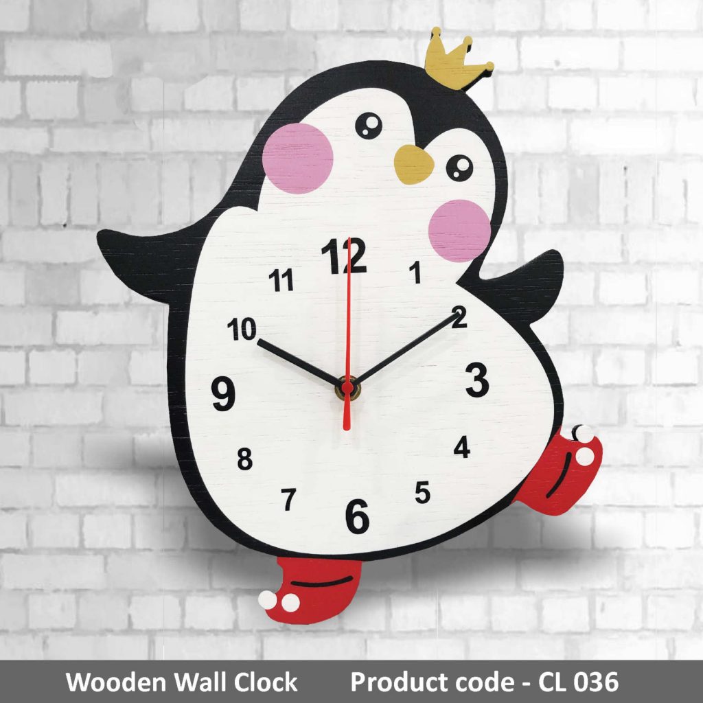 CL036 Wooden Wall Clock (Penguin) – iTrophy