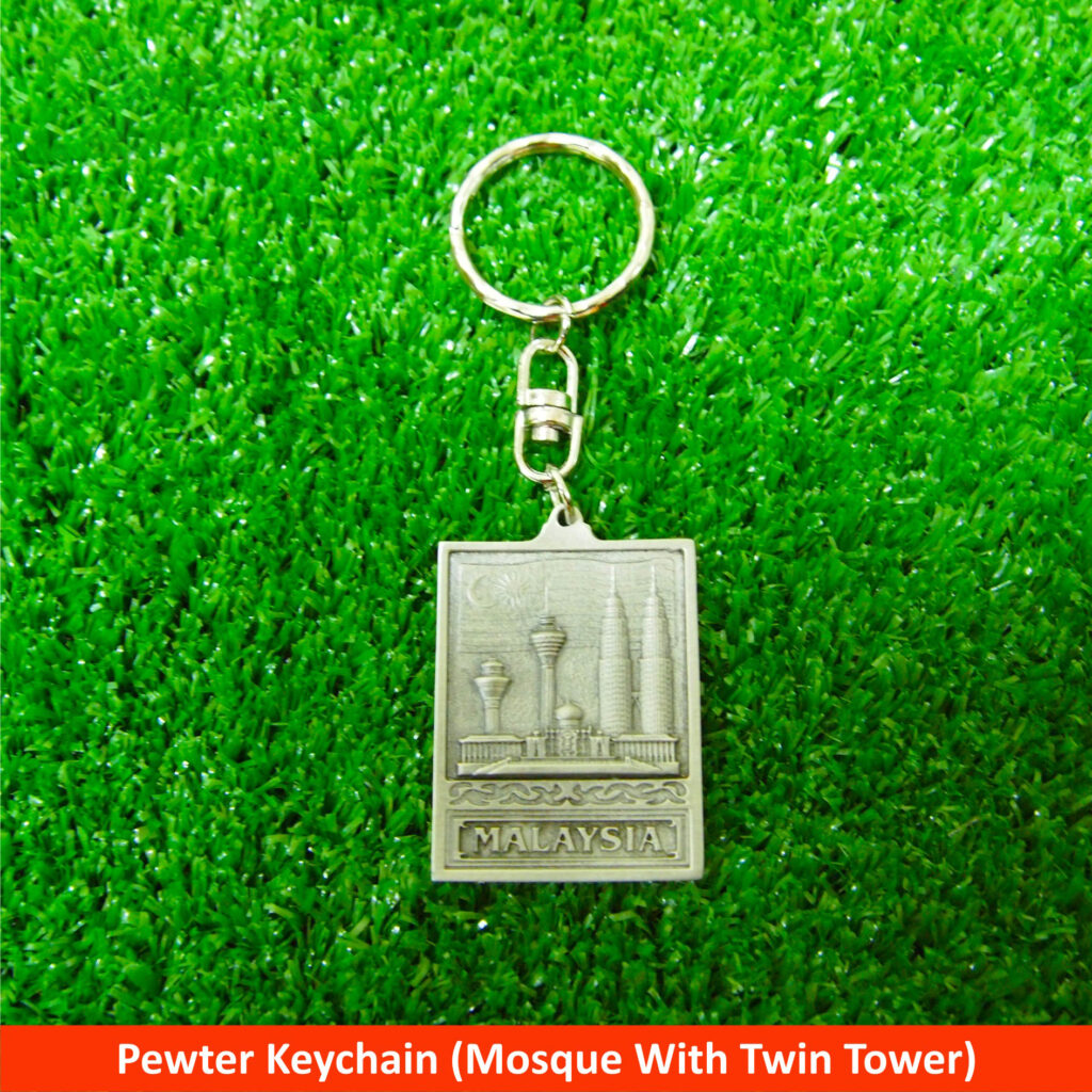 RPK – Rectangular Pewter Keychain (Mosque With Twin Tower) – iTrophy