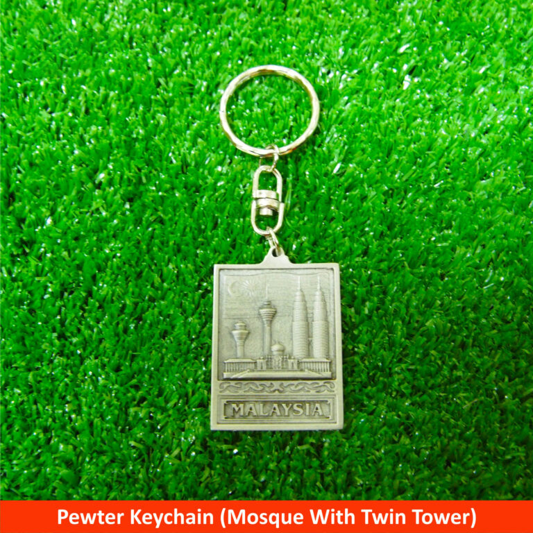 RPK – Rectangular Pewter Keychain (Mosque With Twin Tower) – iTrophy